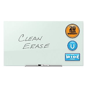 Quartet Magnetic Glass Dry Erase White Board, 74" x 42" Whiteboard, InvisaMount Horizontal Frameless Mounting (G7442IMW)