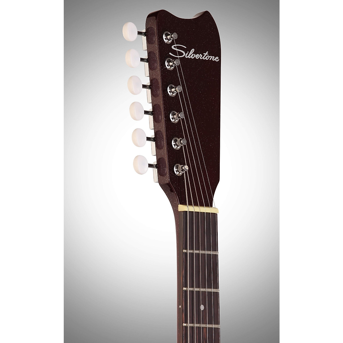 Silvertone Classic 1449-RSFB Solid-Body Electric Guitar, Red/Silver Flake Burst