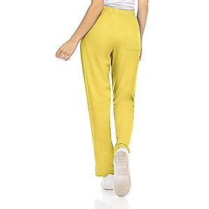 MediChic Mini Marilyn Womens Scrubs 4-Way Stretch Straight Leg Six Pocket Pants with Cargo Pockets Yellow