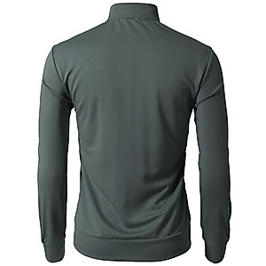 H2H Mens Active Slim Fit Track Lightweight Jacket Zip-up Long Sleeve CHARCOAL US XL/Asia 2XL (CMOJA0103)