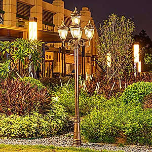 Retro Aluminum Pole Light 5 LED Post Light Outdoor Die-cast Light High Pole Courtyard Lamp European Garden Villa Community Street Lamp Lighting Waterproof Landscape Lamp