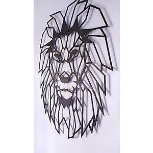 SOFT ART HOME Modern Wall Art Lion Head, Geometric Metal Wall Decor Size 20”Hx16”W for Home, Office and Living Room, Africa Themed House Warming Gift