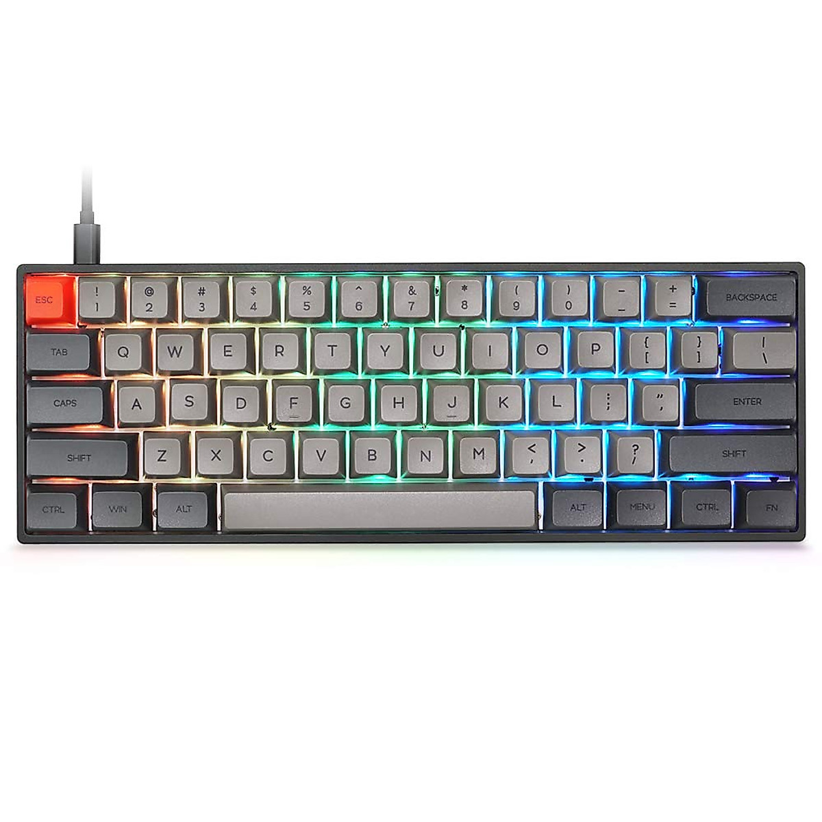YUNZII SK61 Black Hotswap Mechanical Gaming Keyboard with Optical Switch, RGB, Programmable Customizable Keyboard (Gateron Red Switch, Black 61 Keys)
