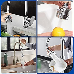 Pinkiou Faucet Sprayer Attachment, Kitchen Sink Sprayer Attachment for Faucet, 360° Rotatable Anti-Splash Faucet Aerator Faucet Nozzle with 3 Modes Adjustment