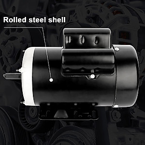 1.5HP Electric Motor 1725 RPM General Purpose Single Phase Motor 115V/230V 56 Frame 5/8" Shaft Diameter Rolled Steel Shell TEFC
