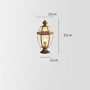 Enlylyog Outdoor Wall Column Head Lamp Door All Copper European Style Lighting Waterproof Home Villa Garden Street Lamp Landscape Garden Lamp Hotel Outdoor Lamp