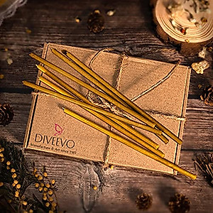 Diveevo Church Beeswax Candles - Honey 200 pcs. I Ritual Candles L-7.30 in, Ø-0.24 in I 60 min Burning time of Yellow Color I of Thin drip- and smokeless Candles