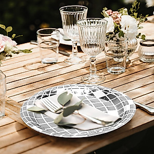 FunisFun Disco Plates 25P Disposable Disco Ball Plates for 70s Disco Party Decorations Wedding Birthday Bachelorette Party 7"