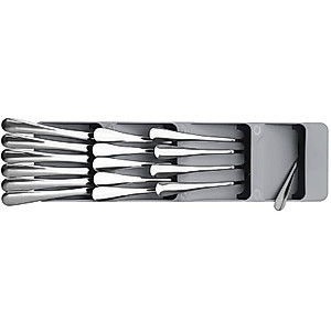 Utensil Drawer Organizer, Expandable Compact Flatware Organizer for Kitchen Drawers,Cutlery Spoon Knives ,Fork and Silverware Partition Storage Cutlery Storage box,2-PACK (Gray)
