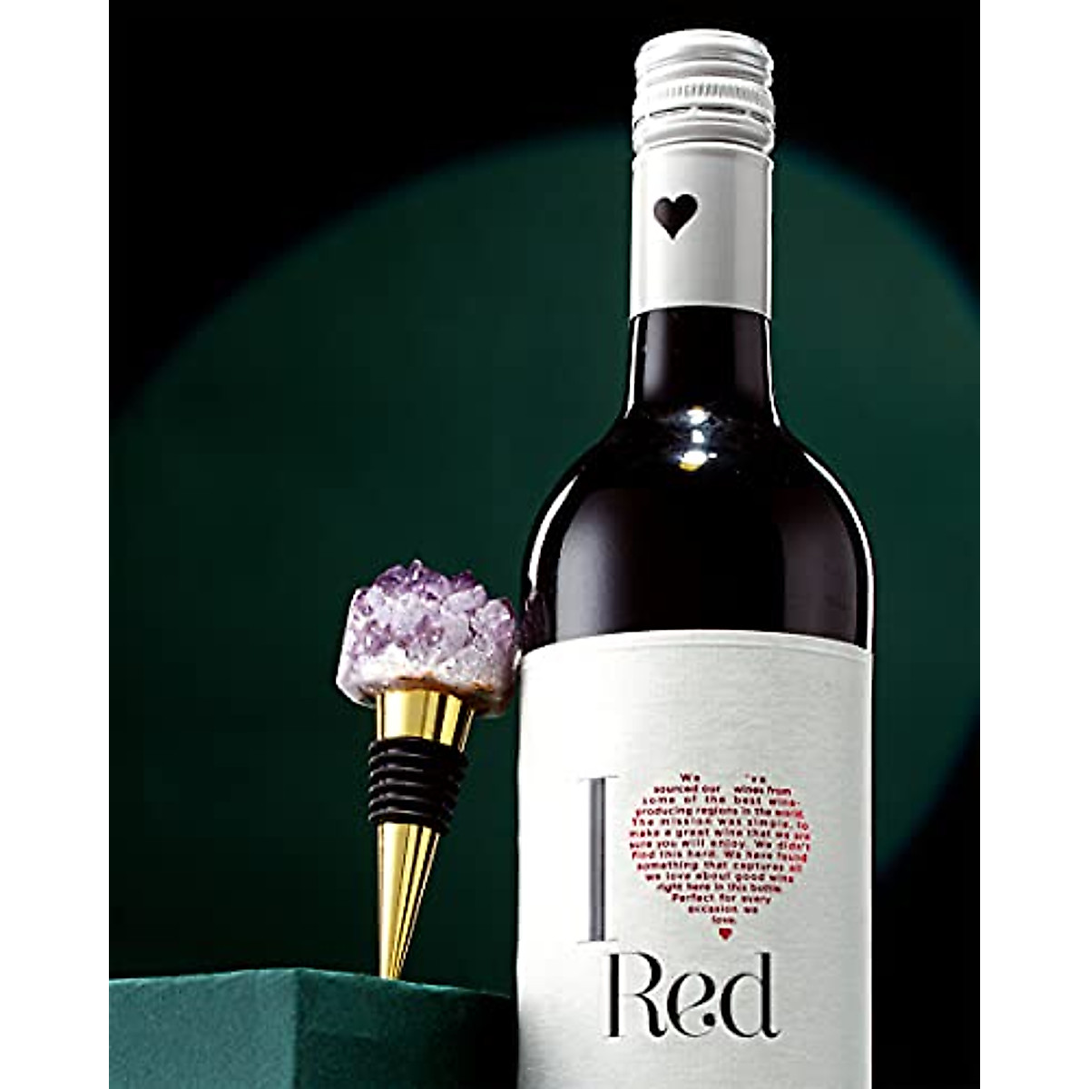 Crystal Wine Bottle Stoppers Natural Gemstone Wine Saver with Gift Box for Parties Wedding & Decoration (Amethyst Druzy)