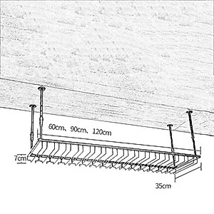 Hanging Creative Simplicity Wall Upside Down Storage Rack Wine Wrought Iron Inverted High Cup Holder J1114, PIBM, Black, 90cm*35cm
