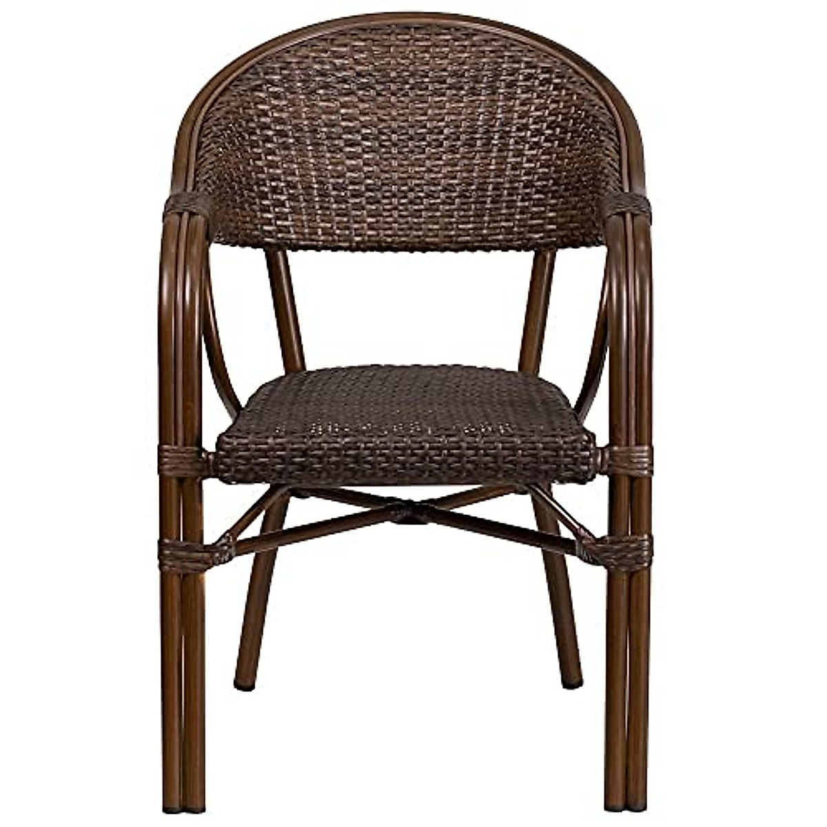 Flash Furniture Milano Series Cocoa Rattan Restaurant Patio Chair with Bamboo-Aluminum Frame