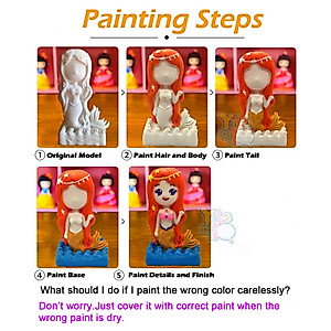 Yileqi Paint Your Own Mermaid Painting Kit, Mermaid Toys Paint Mermaid Crafts and Arts Set for Girls Ages 4 5 6 7 8 9 10 Years Old, Non Ceramic & Non Fragile, Kids Piggy Banks Birthday Gift