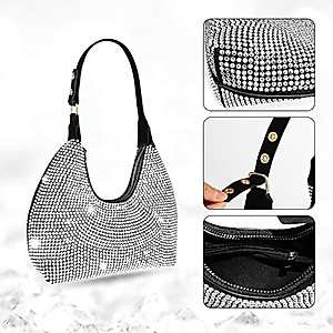 GripIt Rhinestone Handbag Purse Black Clutch Purses for Women Evening Shoulder Diamond Purse Bling Crystal Bag purses for Wedding Prom