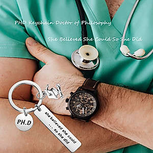 FOTAP PHD Keychain Doctor of Philosophy Jewelry Doctorate Gift PhD Graduation Gift She Believed She Could So She Did Keychain (PHD key)