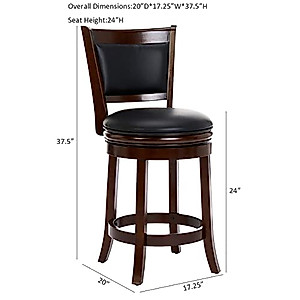 Ball & Cast Swivel Counter Height Barstool 24 Inch Seat Height Cappuccino Set of 2