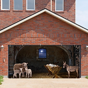 ontigola Holy Nativity Christmas Holiday Garage Door Decorations 6 x 13 ft Christmas Nativity Barn Birth of Jesus Nativity Winter Large Door Cover Decoration Outdoor Holiday Decoration