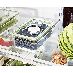 IDESIGN Medium Short Produce Storage Bin with Insert Tray, The Fresh Collection – 5" L x 8.1” W x 3” H, Clear Bin