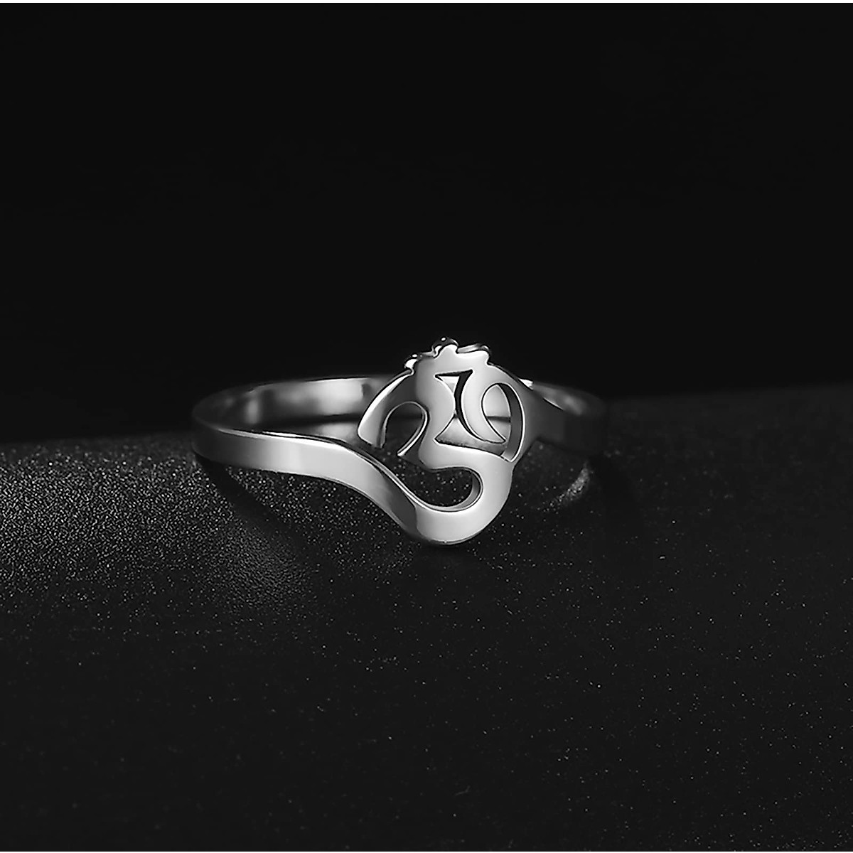 SIPURIS Lotus Flower Om Ohm Aum Symbol Ring Yoga Adjustable Open Rings Promise Rings Flower of Life Filigree Band Finger Ring Jewelry Gifts for Women Men