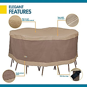 Duck Covers Elegant Water-Resistant 90 Inch Round Patio Table & Chair Set Cover, Outdoor Table and Chair Cover