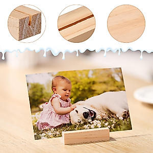 NUOBESTY Table Card Holders Handmade Wooden Place Card Holders Table Place Cards Name Holders Photo Holders for Wedding Party Bar Home Table and More 10 Pcs