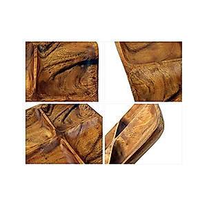 UPIT Acacia Wood 4 Section Divided Square Serving Tray Dessert Platters, 10 inch