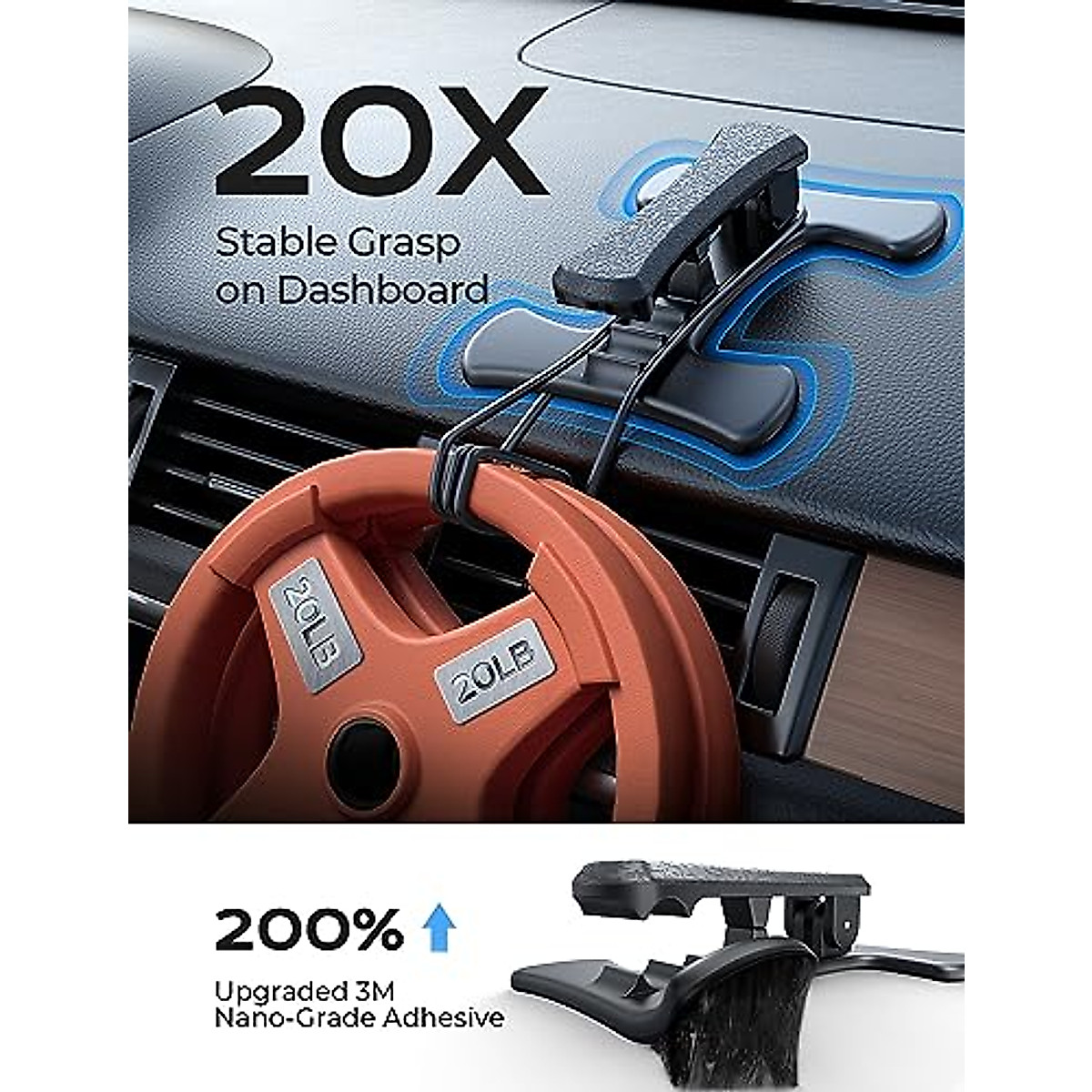 LISEN Dashboard Phone Holder for Car, Dashboard Mount [ Never Slip& Fall] Universal Car Phone Holders for iPhone Dash Accessories Compatible with iPhone 15 Pro Max Plus 14 13 12 Mini Samsung All