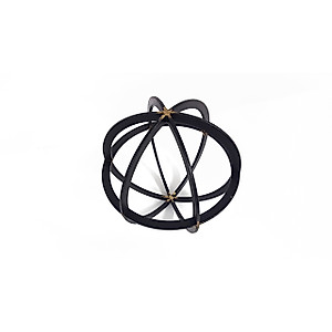 Black & Gold Iron Sphere - 10 inches - Decorative Bands Metal Sculpture - Modern Home Decor Accents - Tabletop Decorations for Living Room, Kitchen, Bedroom - Centerpiece for Coffee Table, Side Tables