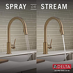 Delta Faucet Trinsic Gold Kitchen Faucet, Kitchen Faucets with Pull Down Sprayer, Sink Faucet with Magnetic Docking Spray Head, Champagne Bronze 9159-CZ-DST