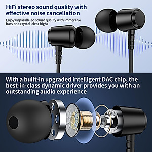 USB Headphone for PC Laptop Magnetic Wired Earbuds, USB Earbuds with Microphone for Business School Office Zoom Gaming, USB Headset with Mute,Noise Canceling in-Ear Corded Earphone with Volume Control