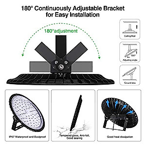 300W UFO LED High Bay Light lamp Factory Warehouse Industrial Lighting 39000 Lumen 6000-6500K IP67 LED Commercial Lights- Warehouse LED Lights- Bay LED Shop Lights for Garage Factory Workshop Gym