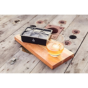 Rippl Ice Cube Tray - Silicone Ice Cube Tray - Ice Cube Tray with Large 6 Cavity Silicone Mold - Will Make Big Ice Cubes For Whiskey - Set of (2) in Black