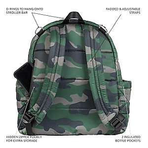 TWELVElittle Companion DiaperBag Backpack (Camo Print) 3.0 *NEW* - Includes Changing Pad & Stroller Clips. Insulated pockets. Fashionable Diaperbag Backpack