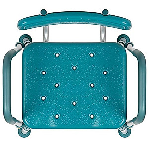 Flash Furniture HERCULES Series 300 Lb. Capacity Adjustable Teal Bath & Shower Chair with Quick Release Back & Arms