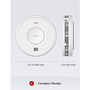 X-Sense AC Hardwired Combination Smoke and Carbon Monoxide Detector, Hardwired Interconnected Smoke and CO Detector Alarm with Replaceable Battery Backup, XP06, 1-Pack
