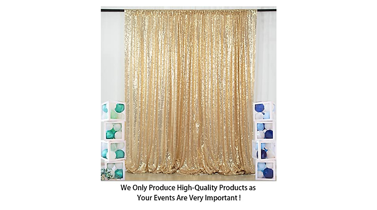 ShinyBeauty Gold Sequin Backdrop 8x10ft for Photoshoot & Events