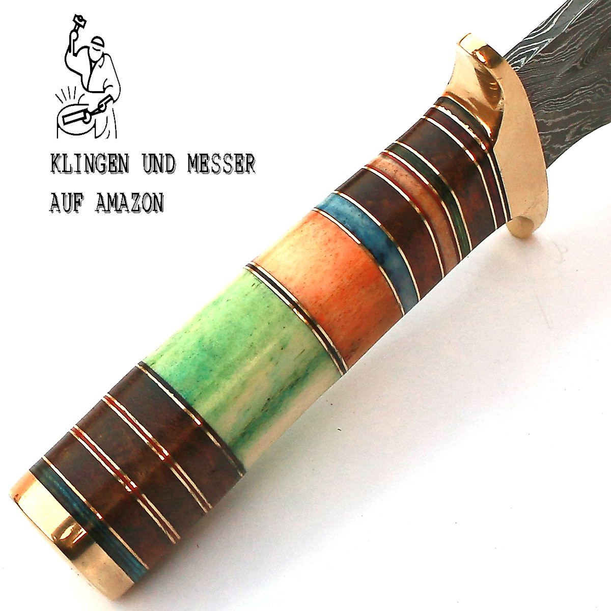 KNI-8936 Handmade Damascus Steel Fixed Blade Hunting Knife with Sheath