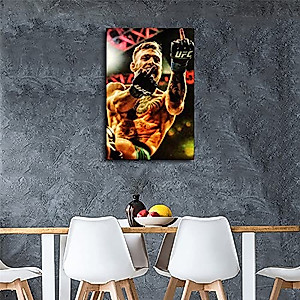IFUNEW Connor McGregor Middle Finger Canvas Art Poster and Wall Art Picture Print Modern Family bedroom Decor Posters 16x24inch(40x60cm)