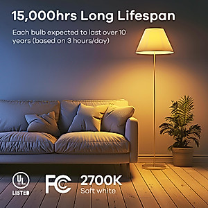 Linkind Dimmable A19 LED Light Bulbs, 60 Watt Equivalent, E26 Base, 2700K Soft White, 9.5W 800 Lumens CRI80+ 120V, UL Listed FCC Certified, Pack of 24