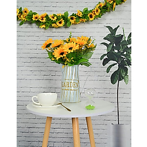 LIVILAN Sunflowers Artificial Flowers 2 Bunches Fake Sunflowers Silk Flowers Sunflower Bouquet Yellow Flowers Wedding Decor Home Hotel Office Party Garden Decorative Flowers Table Centerpiece