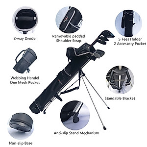 C4 A99Golf Men's and Women's Range Sunday Pencil Carry GOLF Stand Bag golf travel bag Removable Top Cover with Strap and Stand White Great gift for golfer!