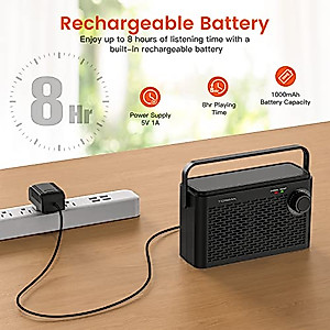 Tosima TV-8000 Wireless Speaker for TV, Easy Control Portable TV Soundbox for Hard of Hearing, Elderly Parent,Rechargable 8 Hours Battery, AUX3.5mm, 2.4G RF Transimitter 100Ft Range