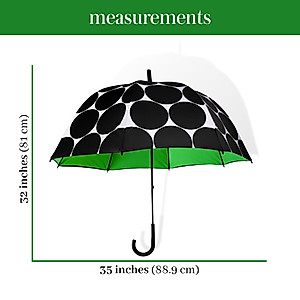 kate spade new york Bubble Umbrella, Cute Black Umbrella for Adults, Umbrella for Rain Large Size, Joy Dot