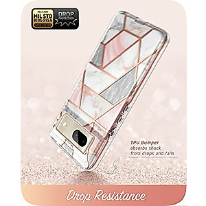 i-Blason Cosmo Series for Google Pixel 7 Case (2022), Slim Full-Body Stylish Protective Case with Built-in Screen Protector (Marble)