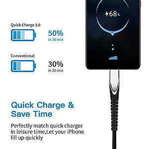 KINPS MFI Certified (3-Pack) USB C to Lightning Fast Charging Cable Compatible with iPhone 11/11Pro/11 Pro Max/X/XS/XR, Supports Power Delivery(for Use with Type C Chargers), 10FT/3M,(Black)