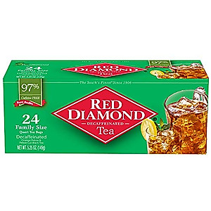 Red Diamond Iced Tea Bags, Decaffeinated, Family Size Tea Bags, Delicious And Freshly Brewed Taste, Special Premium Blend, 24 Count (Pack of 6)