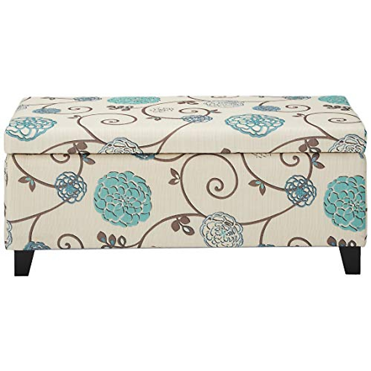 Christopher Knight Home Harrison Fabric Tufted Club Chair, White/Blue & Breanna Fabric Storage Ottoman, White and Blue Floral