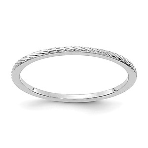 Solid 14K White Gold 1.2mm Twisted Wire Pattern Stackable Band Thin Wedding Anniversary Ring Size 5.5