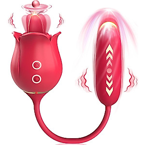 G Spot Vibrator Rose Sex Toys for Women - 3IN1 Thrusting Vibrator 9 Licking Tongue Rose Vibrators, Clitoral Stimulator Dildo Sex Sexual Stimulation Device Adult Sex Toys & Games for Women Couples