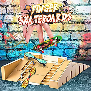 37 Pcs Skate Park Kit Finger Skateboard Ramp Fingerboard Skatepark Finger Boarding Skate Park Mini Finger Toys Set Including Finger Bike Skateboards Swing Board with Adjustment Tools for Training Prop